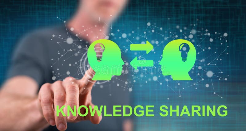 Man Touching a Knowledge Sharing Concept Stock Photo - Image of digital ...