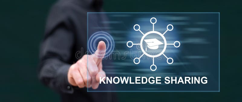 Man Touching a Knowledge Sharing Concept Stock Photo - Image of ...