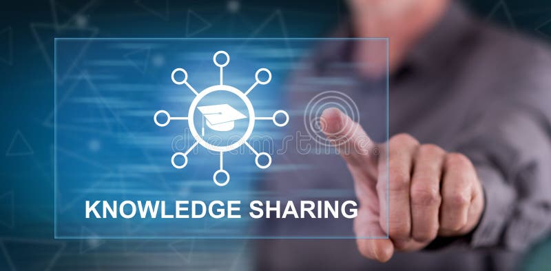 Man Touching a Knowledge Sharing Concept Stock Image - Image of screen ...