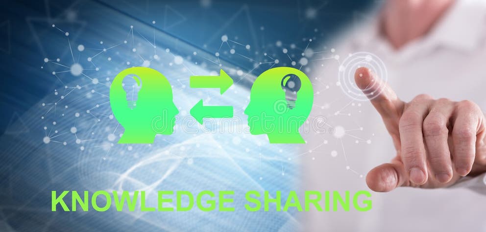 Man Touching a Knowledge Sharing Concept Stock Photo - Image of brain ...