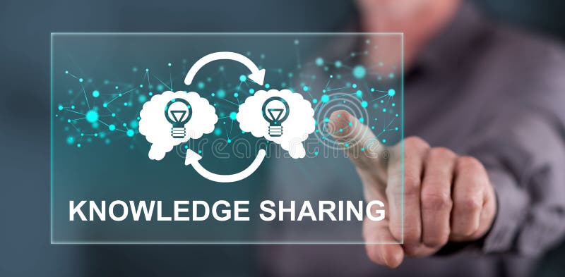 Man Touching a Knowledge Sharing Concept Stock Photo - Image of think ...