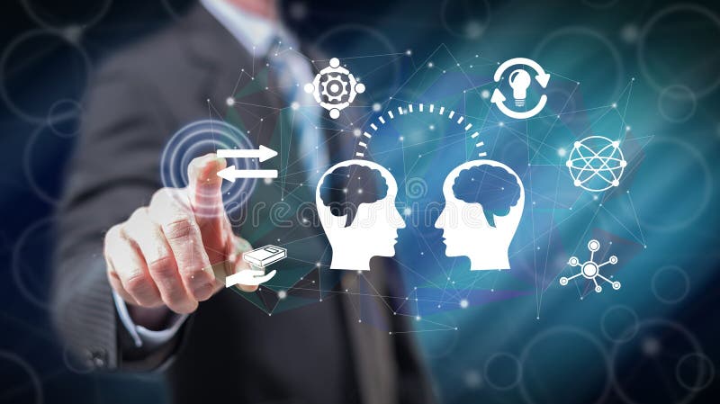 Man Touching a Knowledge Sharing Concept Stock Illustration ...