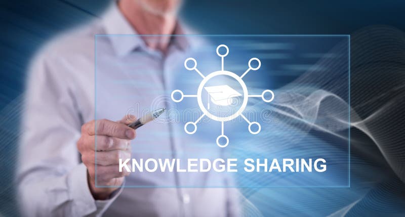Man Touching a Knowledge Sharing Concept Stock Photo - Image of team ...