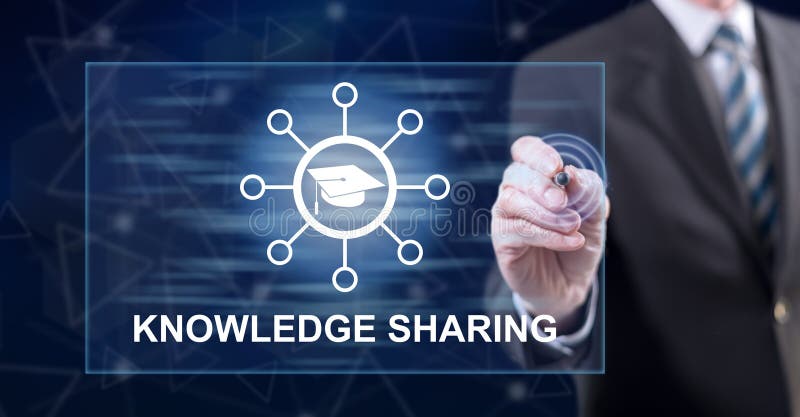 Man Touching a Knowledge Sharing Concept Stock Illustration ...