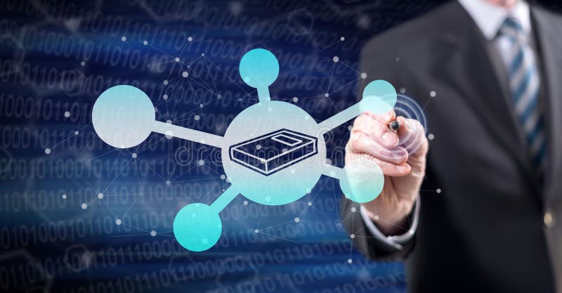 Man Touching a Knowledge Sharing Concept Stock Image - Image of screen ...