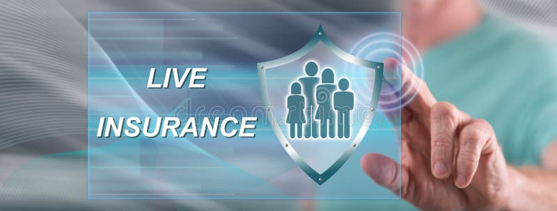 Man Touching a Life Insurance Concept Stock Photo - Image of person ...