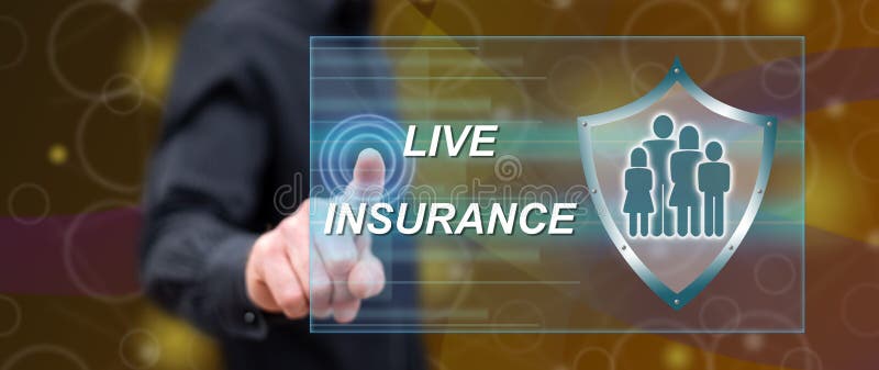 Man Touching a Life Insurance Concept Stock Image - Image of finger ...