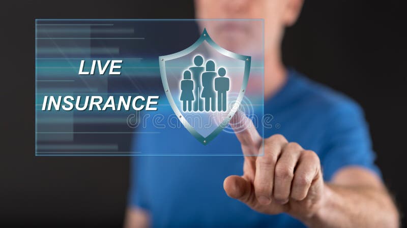 Man Touching a Life Insurance Concept on a Touch Screen Stock Photo ...