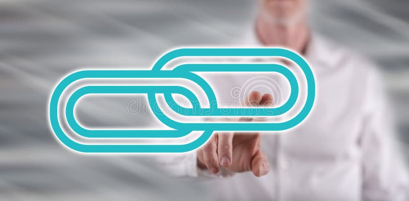 Man Touching a Link Concept Stock Image - Image of object, togetherness ...