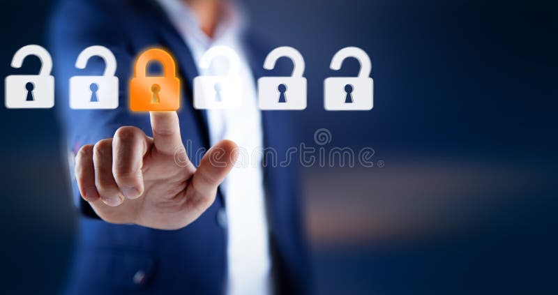 Man touching lock stock image. Image of lineup, management - 197065749