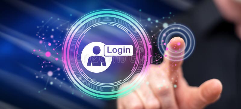Man Touching a Login Concept Stock Image - Image of internet, access ...