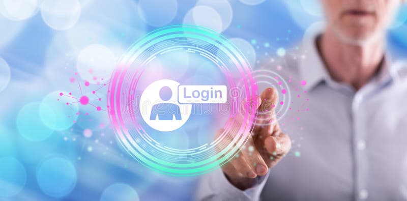 Man Touching a Login Concept Stock Photo - Image of authentication ...