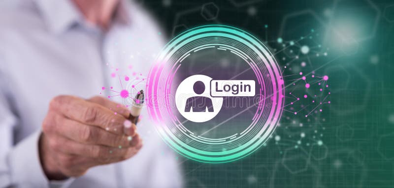Man Touching a Login Concept Stock Image - Image of enter, form: 272527869
