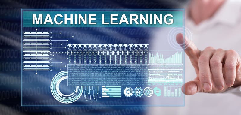 Man Touching a Machine Learning Concept Stock Image - Image of science ...