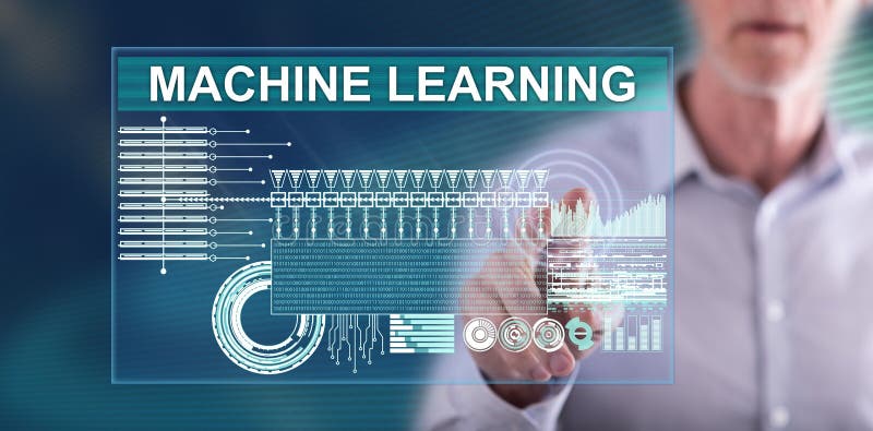 Man Touching a Machine Learning Concept Stock Image - Image of design ...