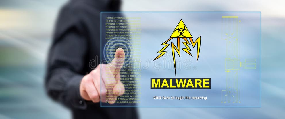 Man Touching a Malware Concept Stock Image - Image of hacking, data ...