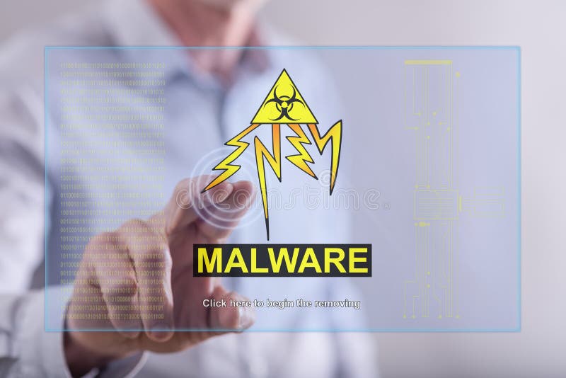 Man Touching a Malware Concept on a Touch Screen Stock Photo - Image of ...