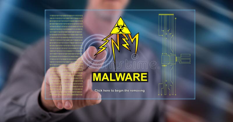 Man Touching a Malware Concept Stock Photo - Image of person ...