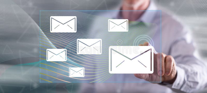 Man Touching a Message Concept Stock Image - Image of finger, social ...