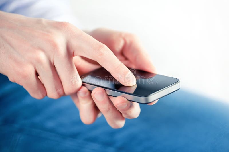 Mobile Smart Phone in Hand Isolated Stock Image - Image of device ...