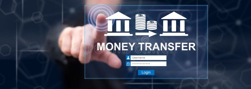 Man Touching a Money Transfer Concept Stock Image - Image of exchange ...