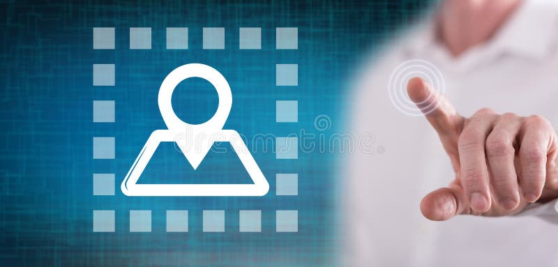 Man Touching a Navigation System Concept Stock Photo - Image of ...