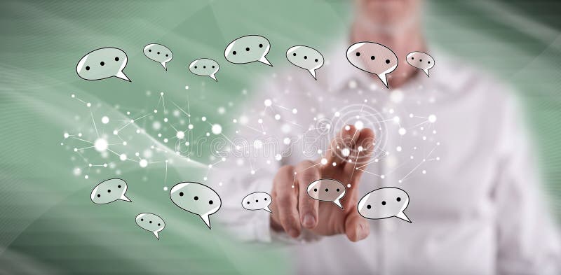 Man Touching a Network Communication Concept Stock Image - Image of ...