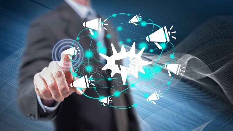 Man Touching a Network Communication Concept Stock Image - Image of ...