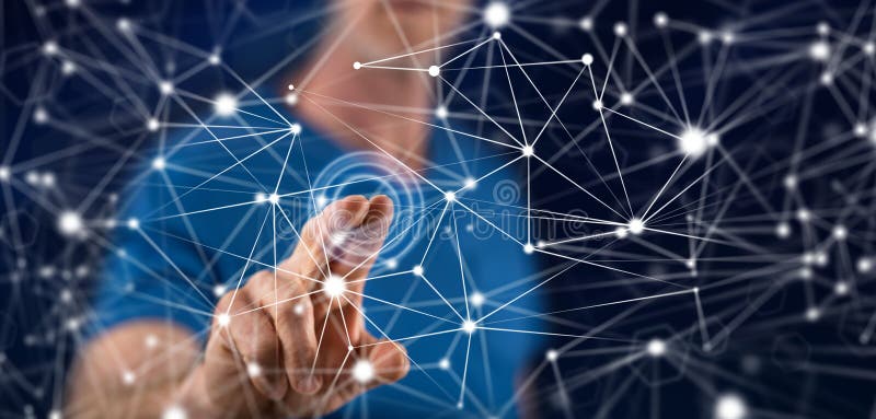 Man touching a network stock photo. Image of digital - 191875606