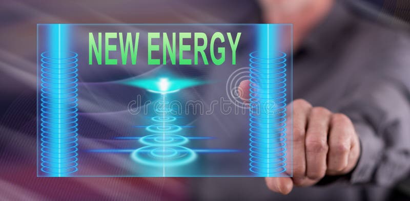 Man Touching a New Energy Concept Stock Image - Image of virtual, shiny ...