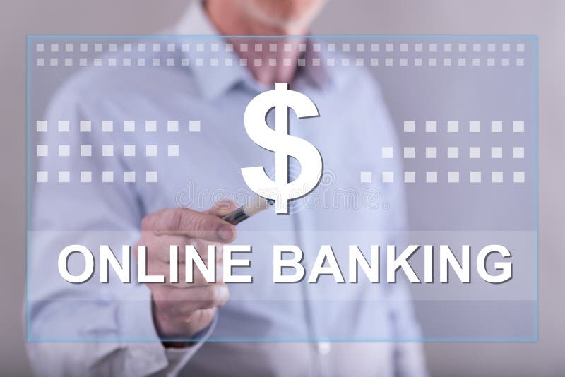 Man Touching an Online Banking Concept on a Touch Screen Stock Image ...