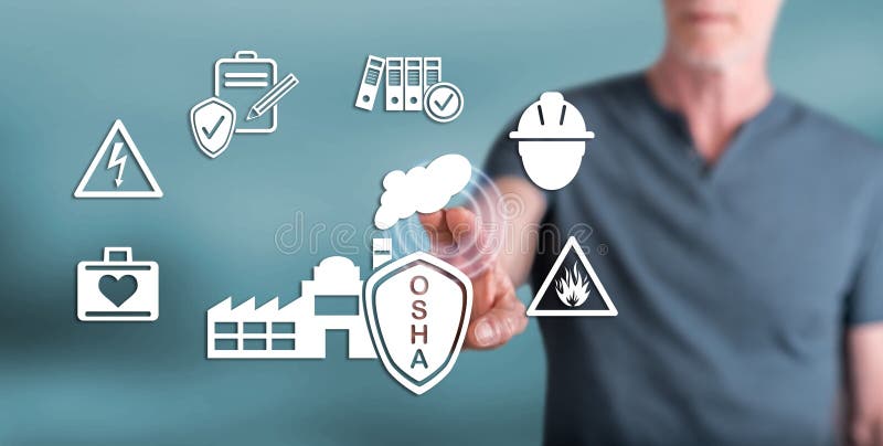 Man Touching an Osha Concept Stock Illustration - Illustration of ...