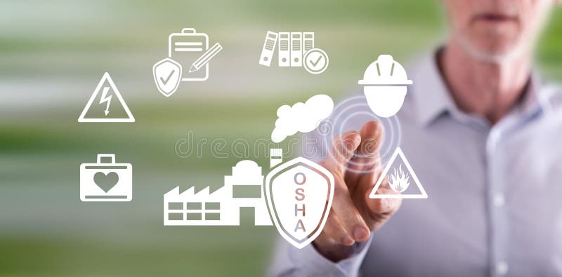 Man Touching an Osha Concept Stock Image - Image of health, attention ...
