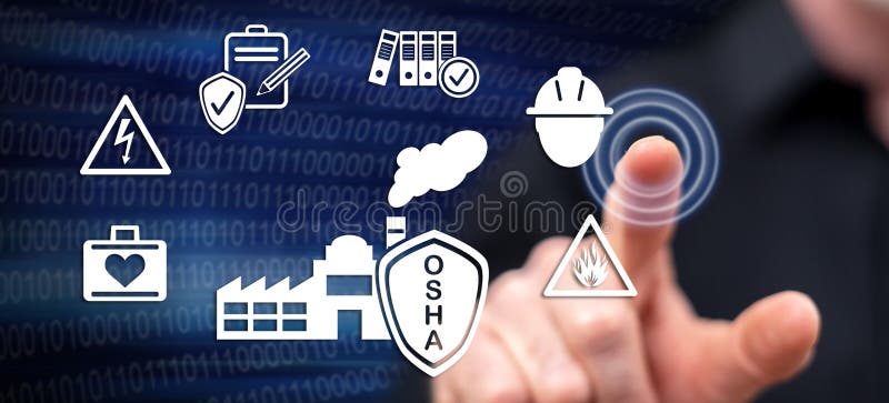 Man Touching an Osha Concept Stock Image - Image of attention ...