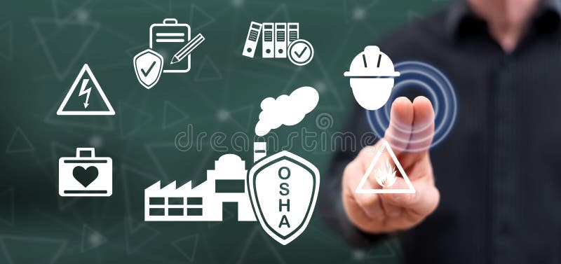Man Touching an Osha Concept Stock Image - Image of organization ...