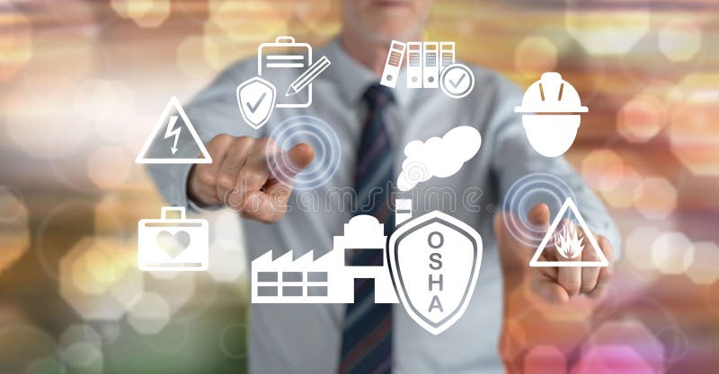 Man Touching an Osha Concept Stock Image - Image of engineering ...