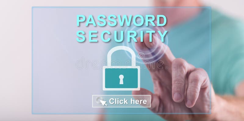 Man Touching a Password Security Concept on a Touch Screen Stock Photo ...