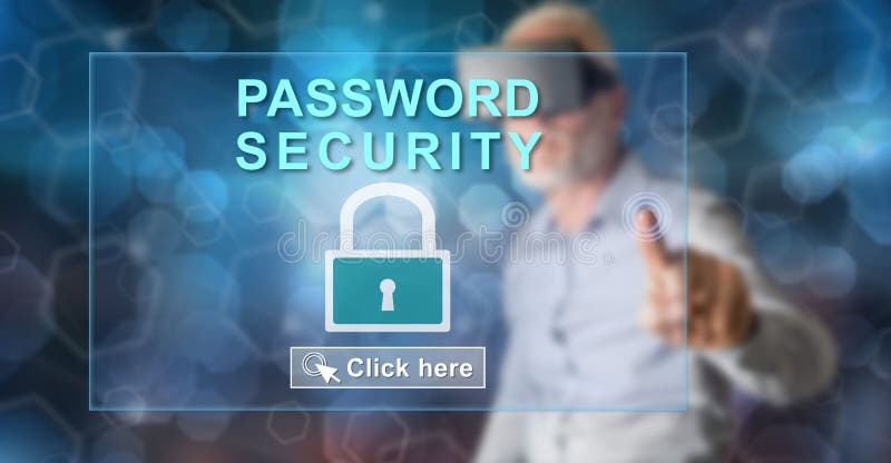 Man Touching a Password Security Concept Stock Photo - Image of lock ...