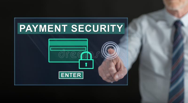Man Touching a Payment Security Concept on a Touch Screen Stock Image ...