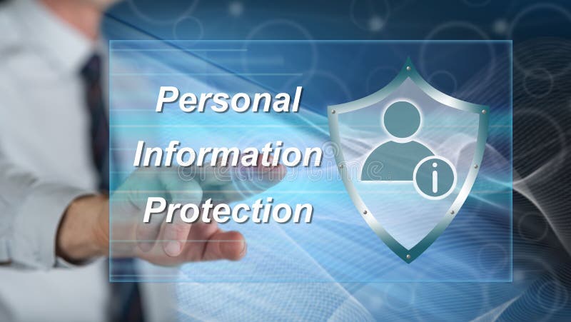 Man Touching a Personal Information Protection Concept Stock Image ...