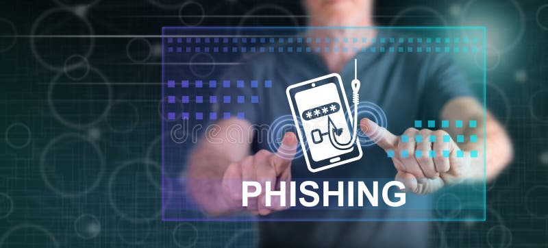 Man Touching a Phishing Concept Stock Photo - Image of identity, crime ...