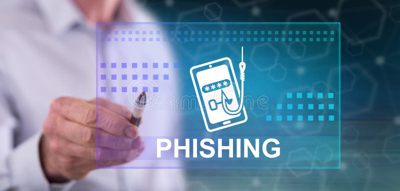 Man Touching a Phishing Concept Stock Photo - Image of fishing, cyber ...