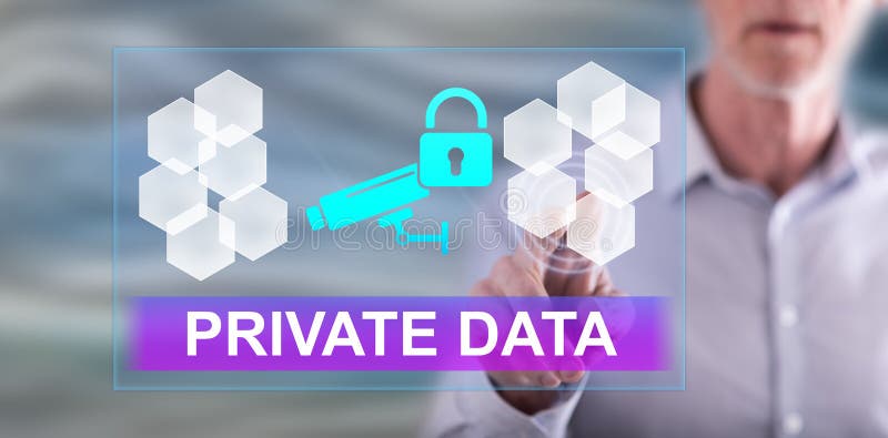 Man Touching a Private Data Concept Stock Photo - Image of document ...