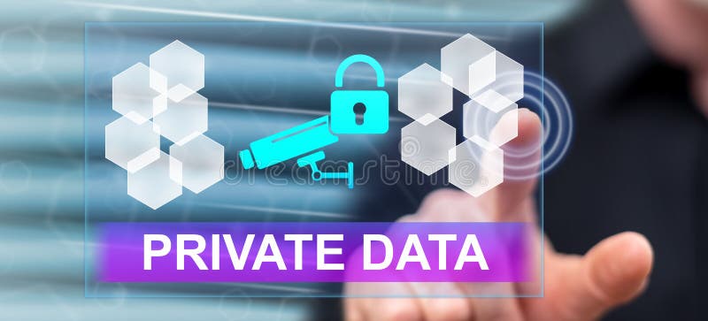 Man Touching a Private Data Concept Stock Photo - Image of personal ...