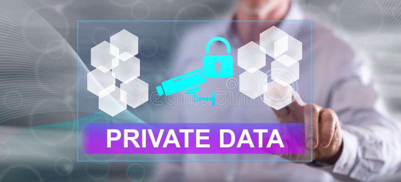Man Touching a Private Data Concept Stock Photo - Image of folder ...