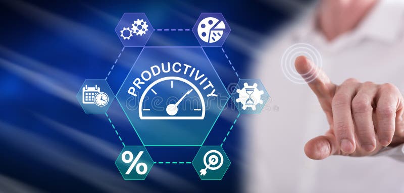 Man Touching a Productivity Concept Stock Photo - Image of productive ...