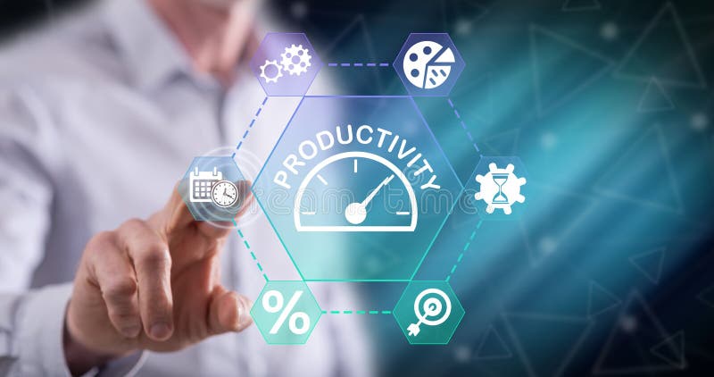 Man Touching a Productivity Concept Stock Photo - Image of strategy ...