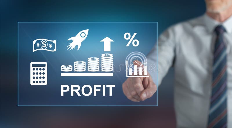 Man Touching a Profit Concept Stock Image - Image of performance ...