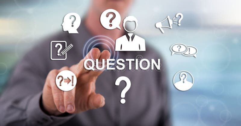 Man Touching a Question Concept Stock Image - Image of business ...