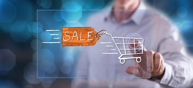 Man Touching a Car Sale Concept Stock Photo - Image of concept ...